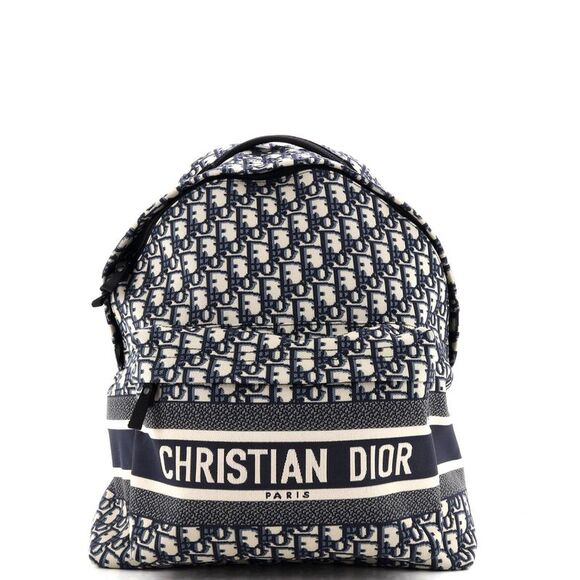 Dior | Bags | Christian Dior Travel Backpack Oblique Canvas Medium Blue ...